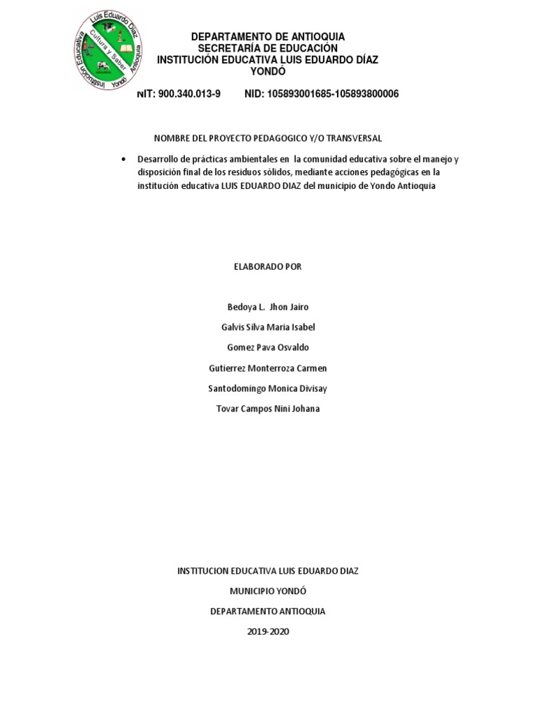 Proyecto PRAE | PDF | Desarrollo sostenible | Institución