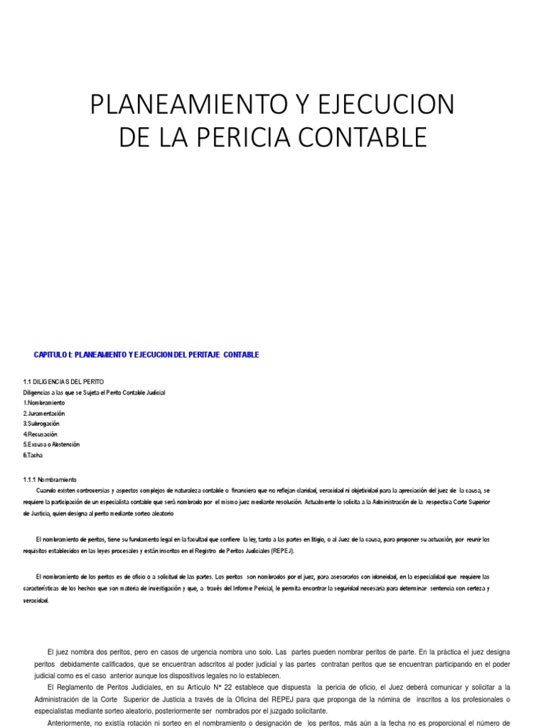 Planeamiento y Ejecucion de La Pericia Contable | PDF | Testigo experto ...
