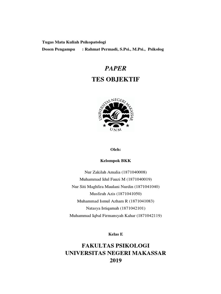 Keuntungan dan Contoh Tes Objektif | PDF