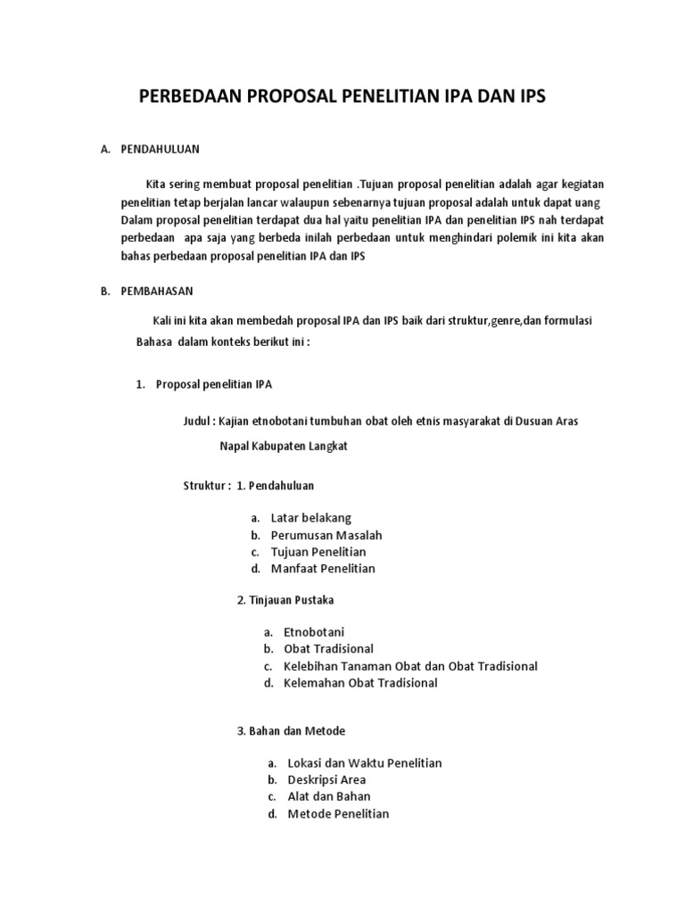 Perbedaan Proposal Penelitian Ipa Dan Ips | PDF