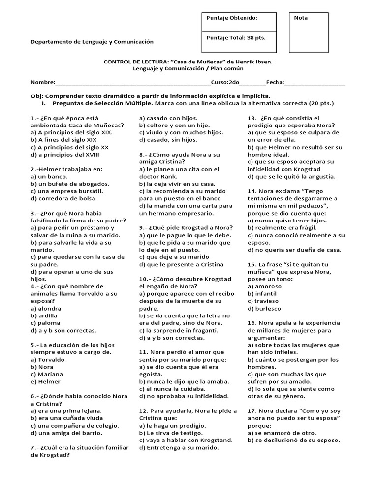 Análisis de la obra "Casa de Muñecas | PDF | Una casa de muñecas