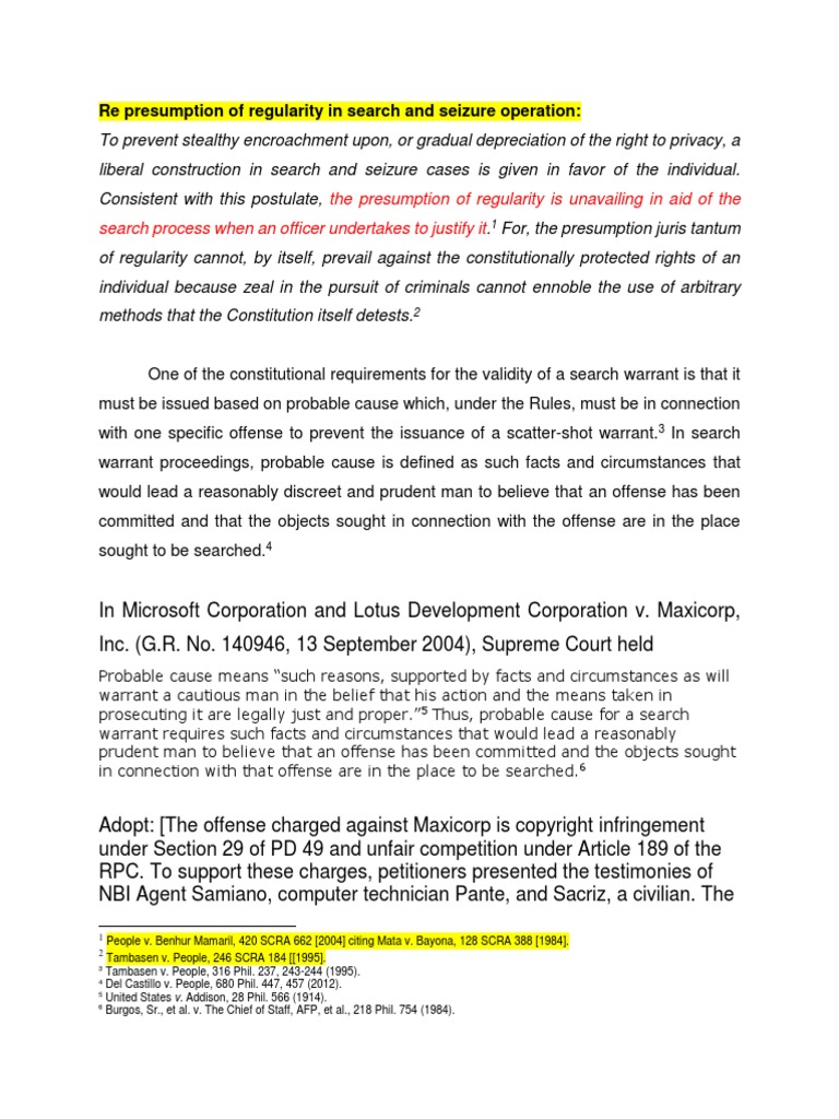 SW Cases | PDF | Search And Seizure | Probable Cause