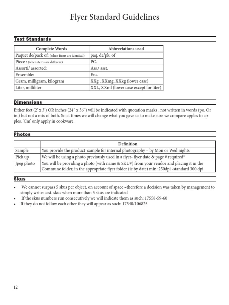 Flyer Standard Guidelines: Text Standards Complete Words Abbreviations ...