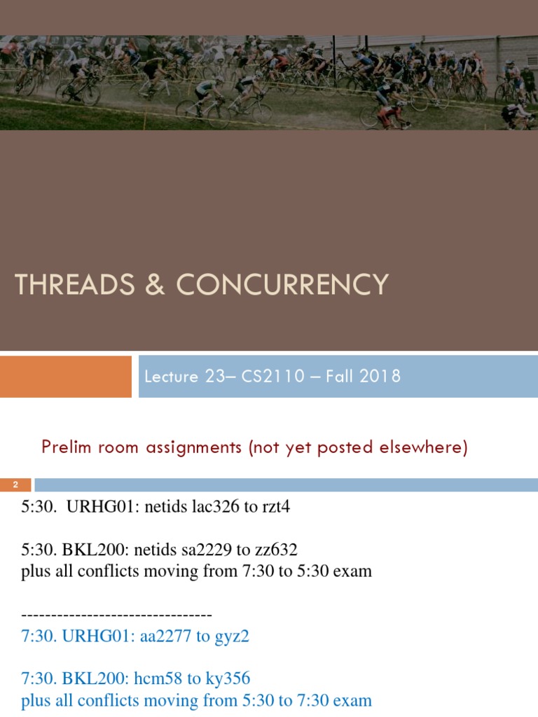 Threads & Concurrency: Lecture 23 - CS2110 - Fall 2018 | PDF | Central ...