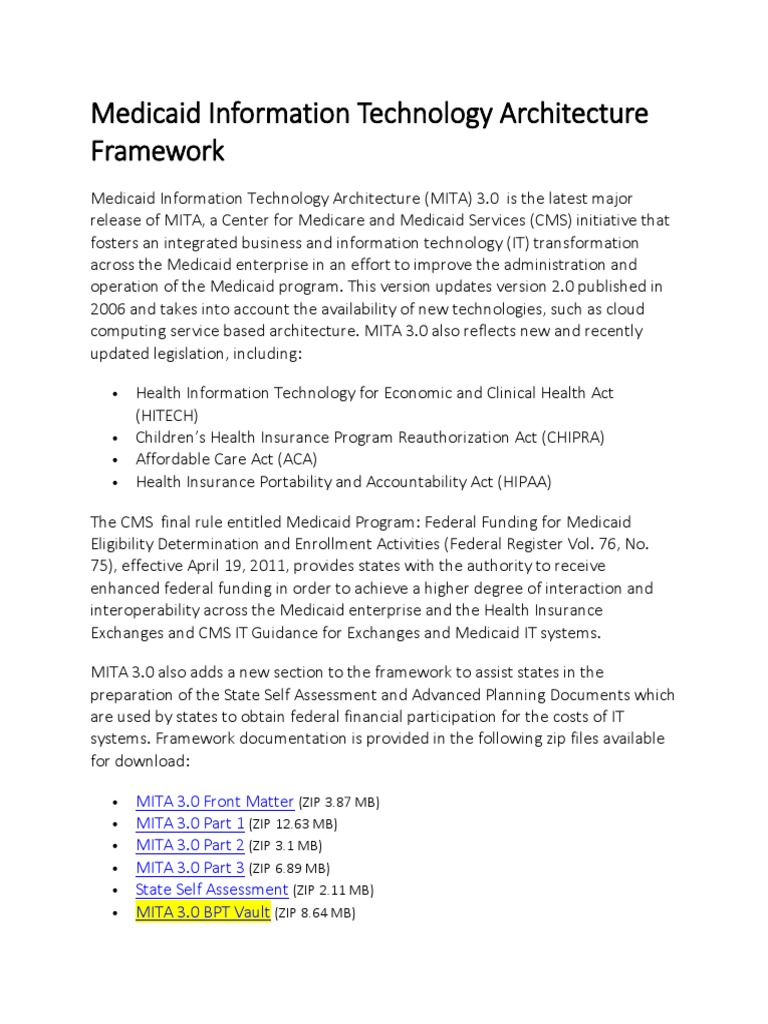 Medicaid Information Technology Architecture Framework | PDF