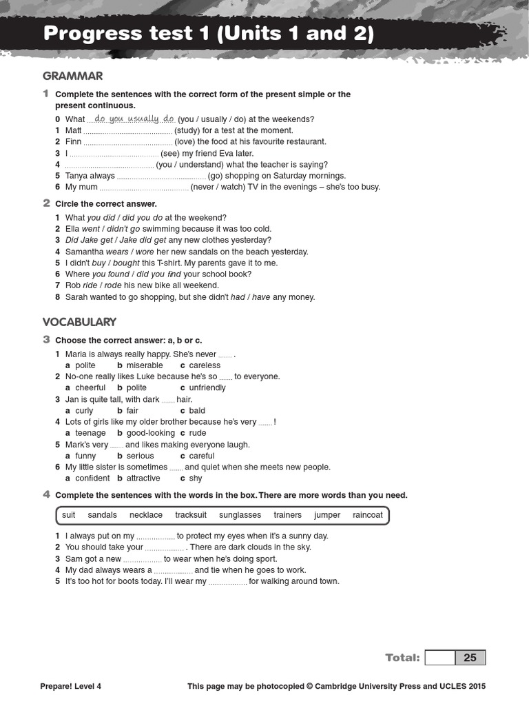 Prepare Level 4 Progress Tests x10 | Download Free PDF | Baggage