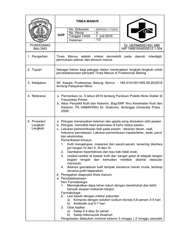 Sop Tinea Manus | PDF
