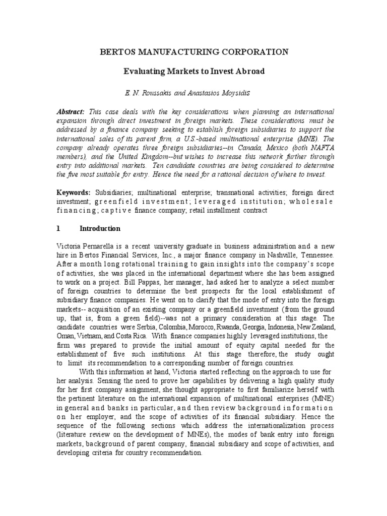 BMC Case-1 | PDF | Foreign Direct Investment | Multinational Corporation