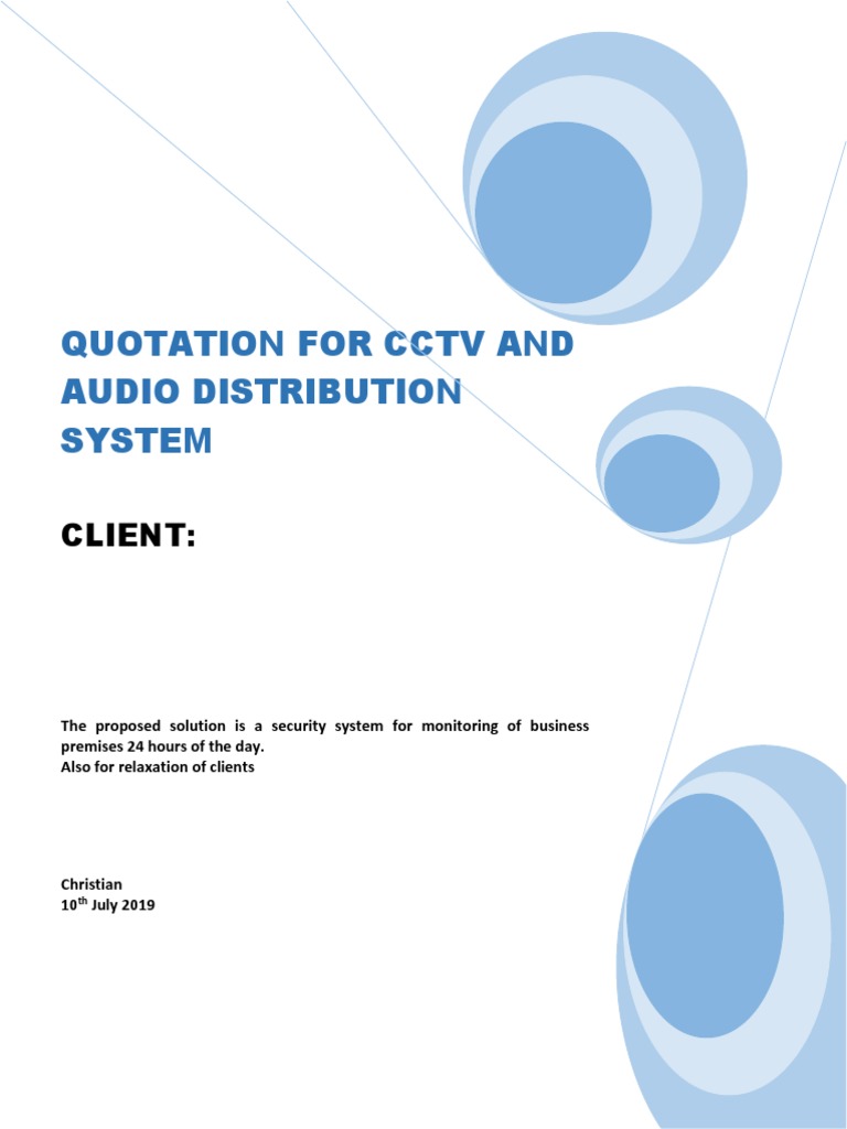 Quotation For CCTV and Audio Distribution System: Client | PDF | Closed ...