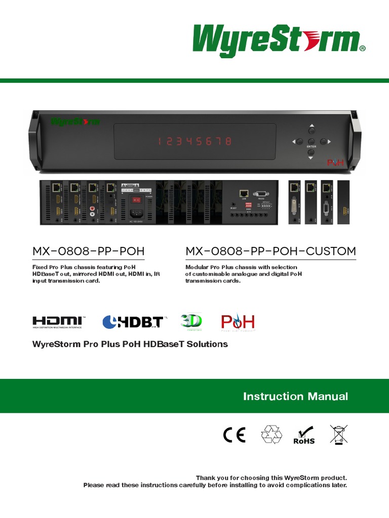 MX-0808-PP-POH MX-0808-PP-POH-Custom: Instruction Manual | PDF | Television Technology | Hdmi