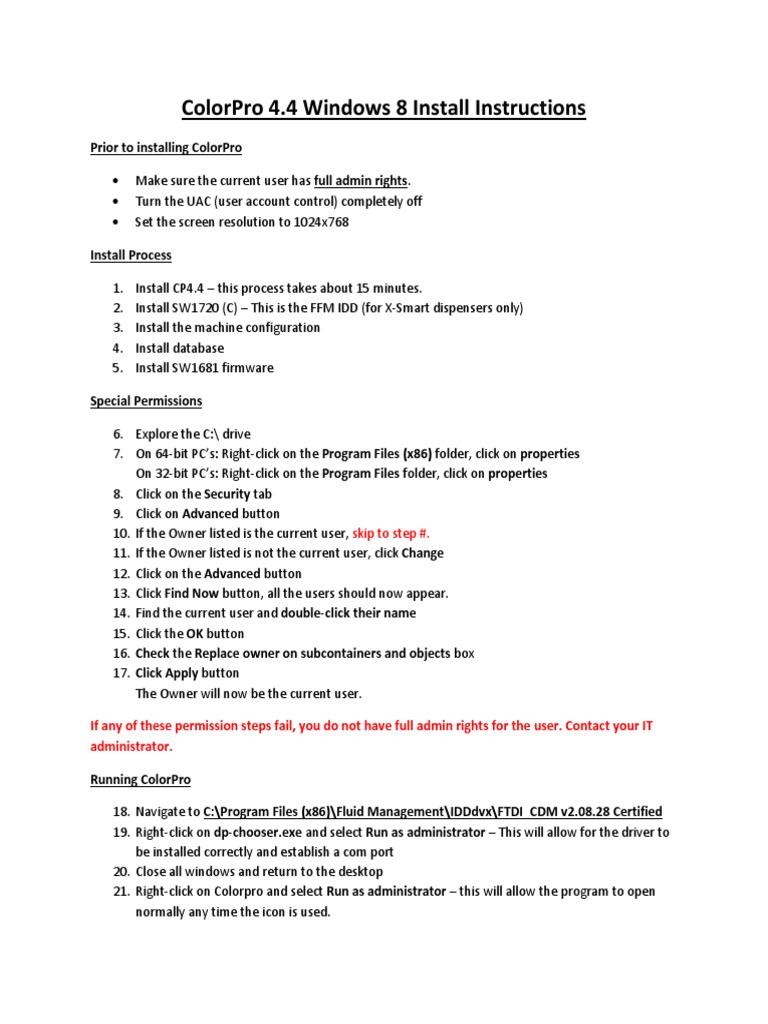 ColorPro 4.4 Installation Guide | PDF