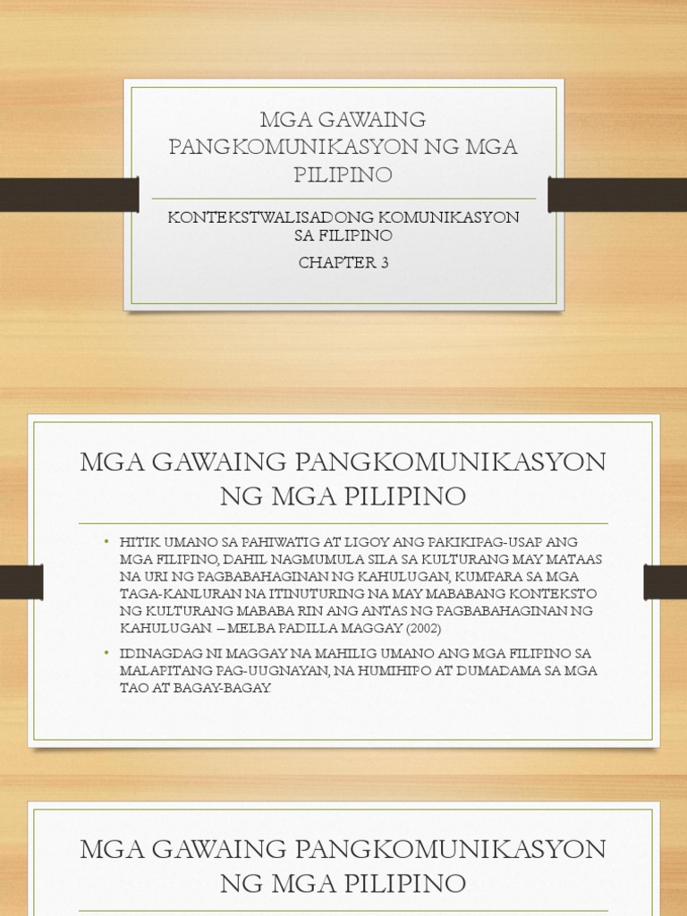 Chapter 3 Mga Gawaing Pangkomunikasyon NG Mga Pilipino | PDF