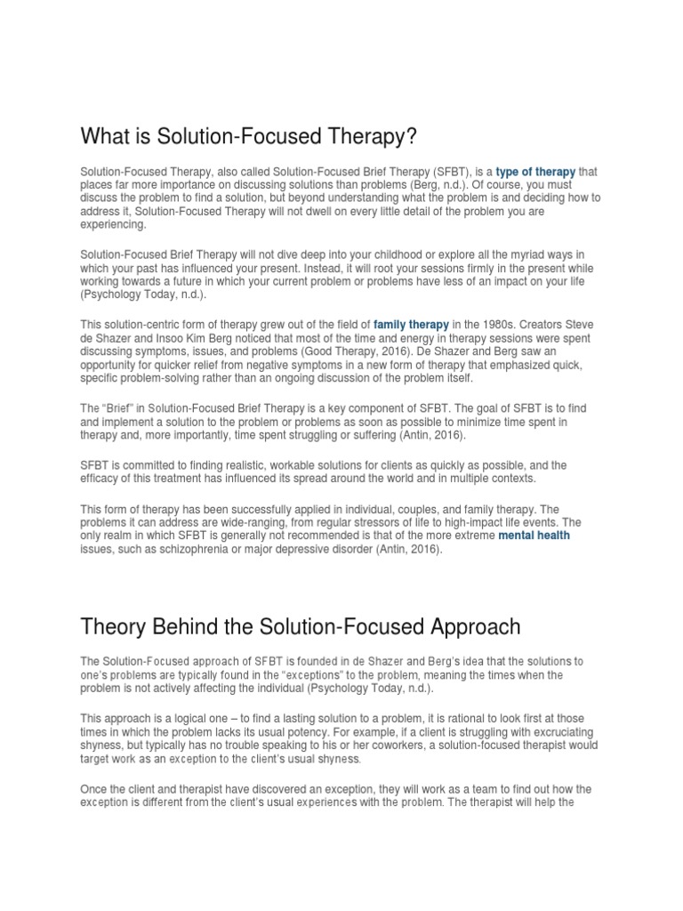 Solution Based Therapy | PDF | Psychotherapy | Action (Philosophy)