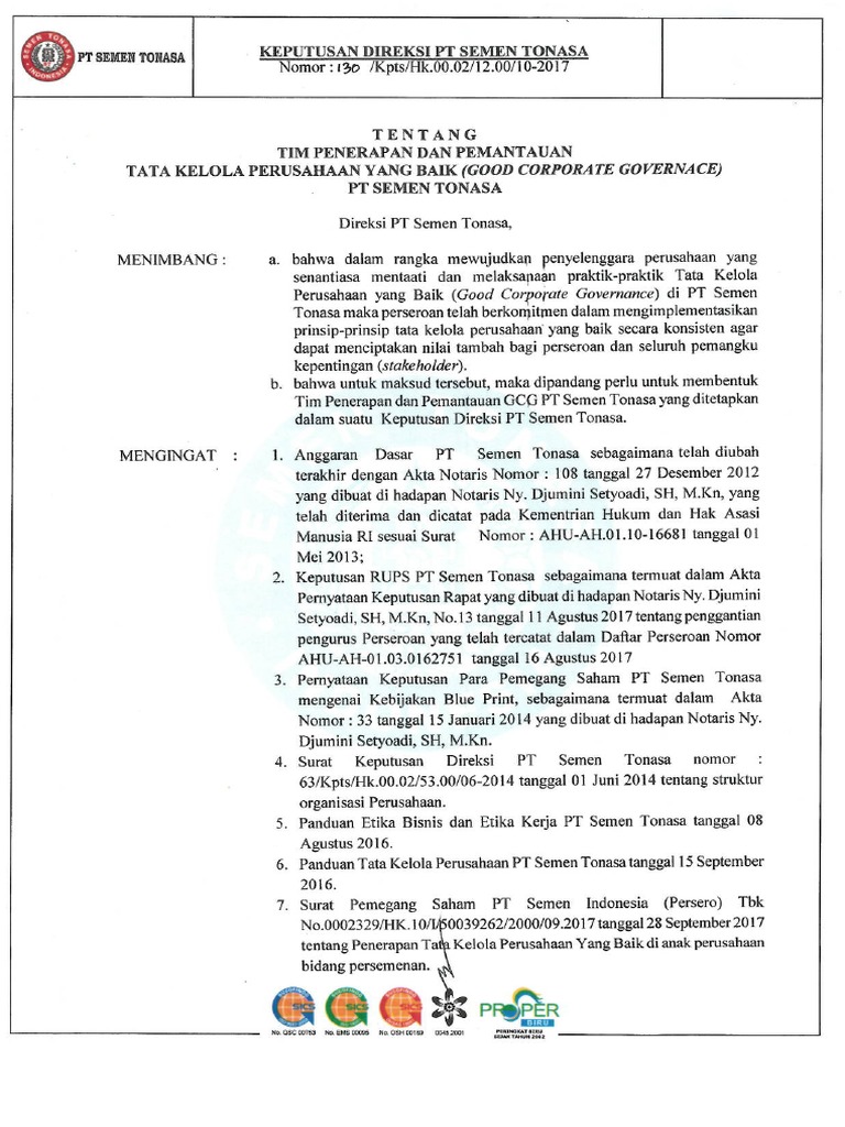 SK Tim GCG | PDF