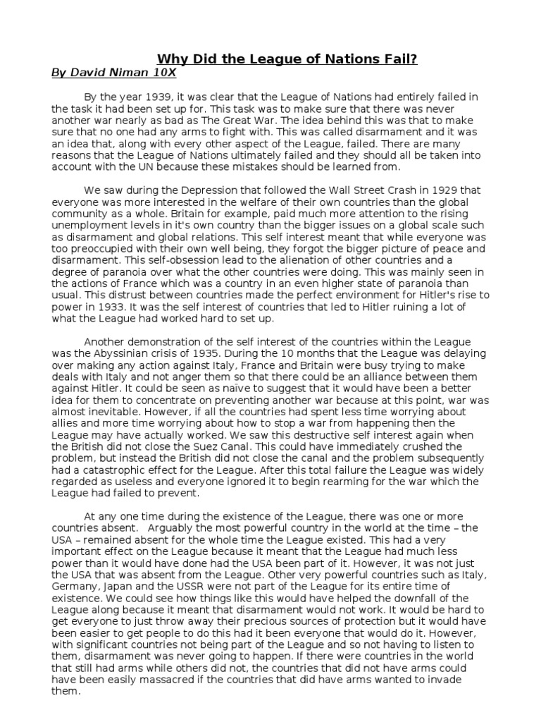 Failure of The League | PDF | League Of Nations | Japan