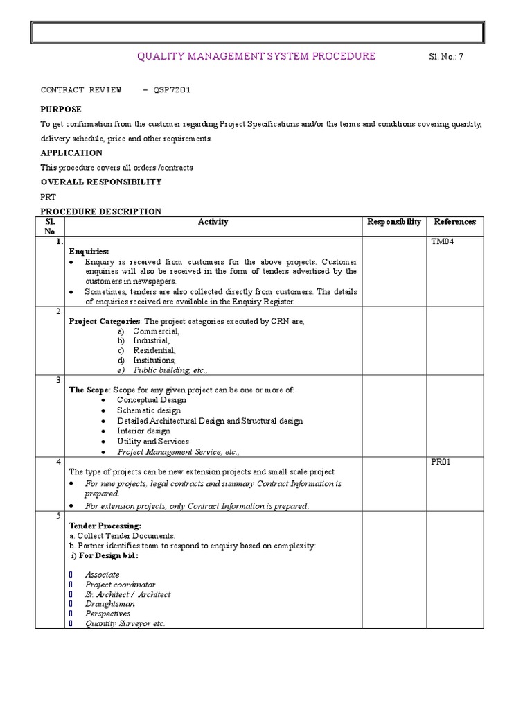 Contract Review Procedure Overview | PDF | Architect | Specification ...