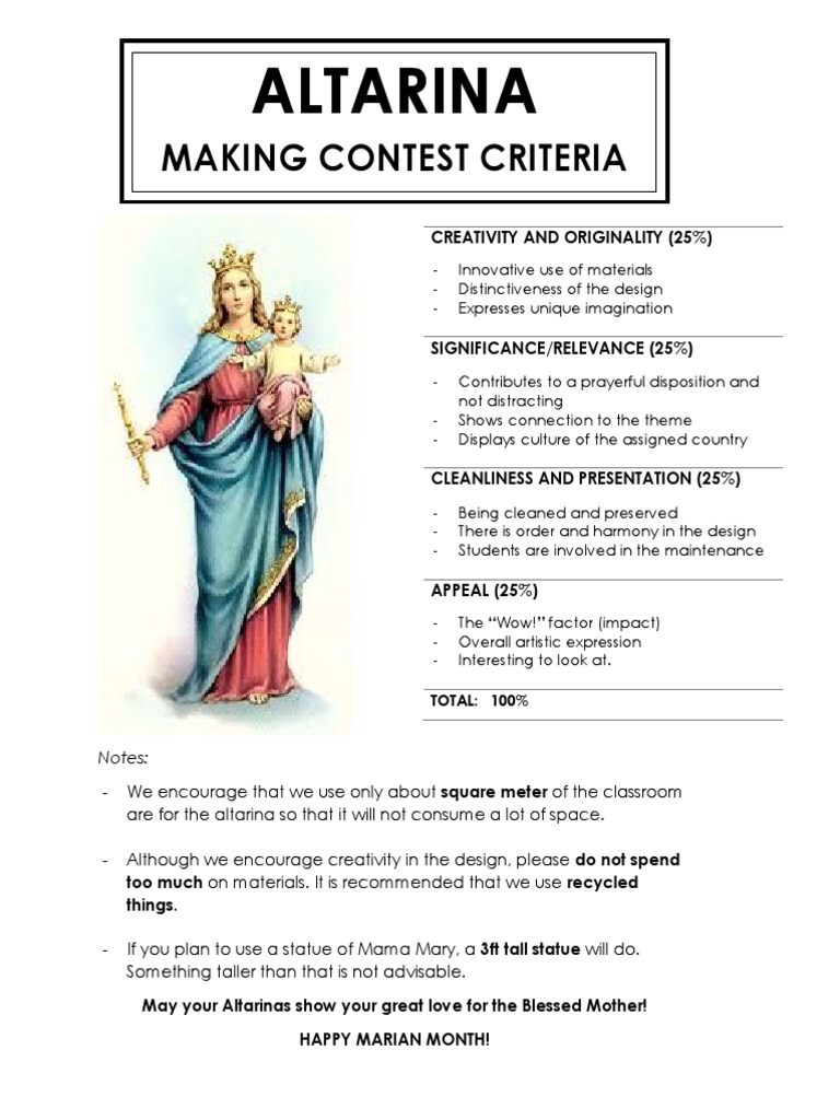 Altarina Making Contest Guidelines | PDF | Pastel | Drawing