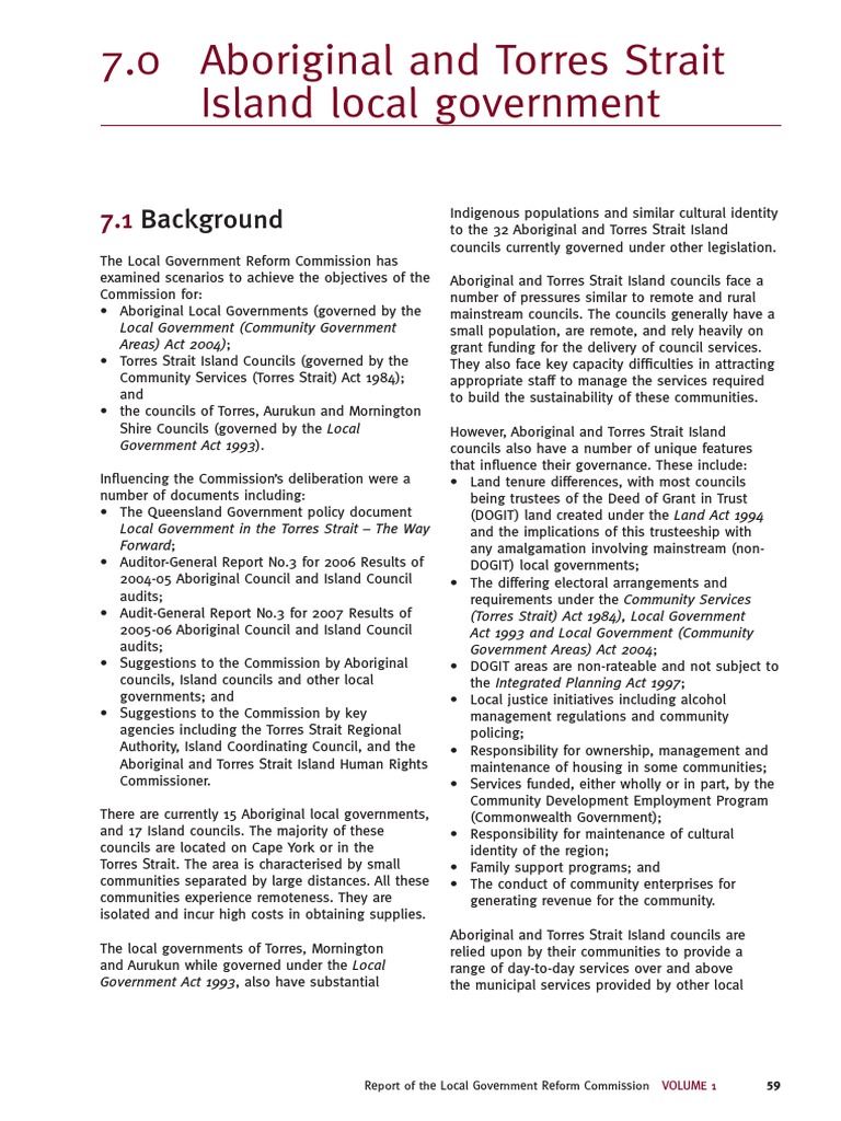 7 0 Aboriginal And Torres Strait Island Local Government Background