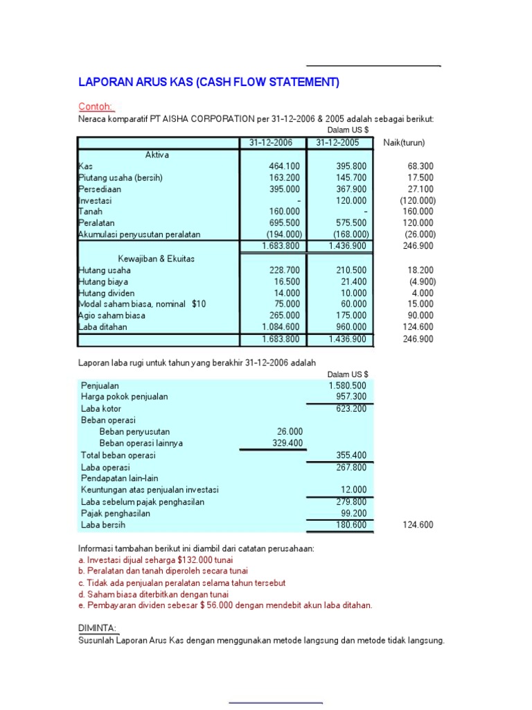 Contoh Kasus - Lap Arus Kas PDF | PDF