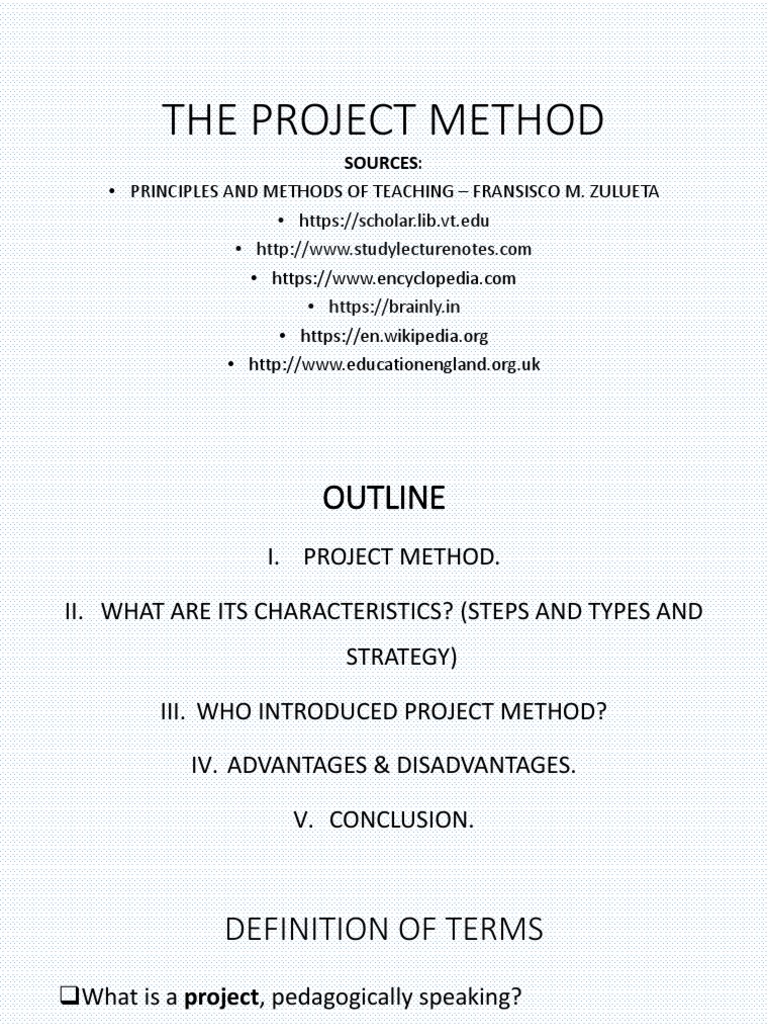 The Project Method: - Principles and Methods of Teaching - Fransisco M ...