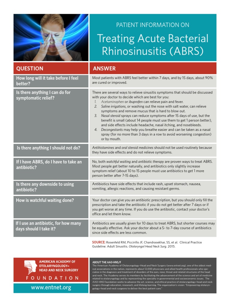 Treating Acute Bacterial Rhinosinusitis (ABRS) : Patient Information On ...