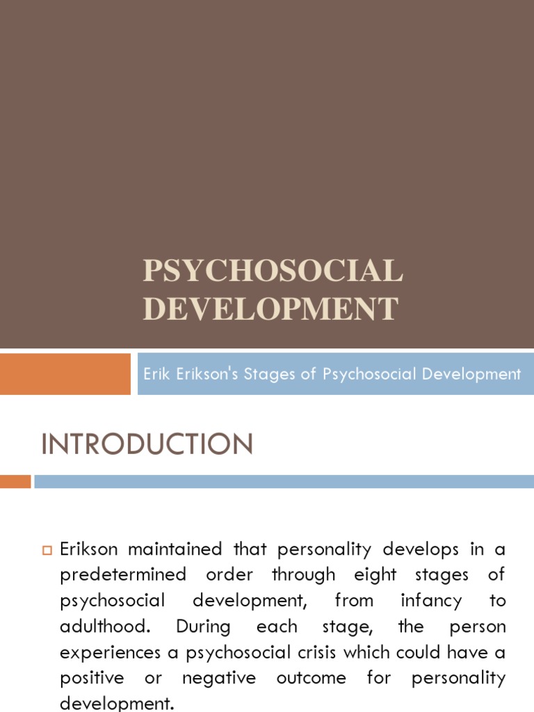 Erik Erikson's Stages of Psychosocial Development | PDF | Action ...