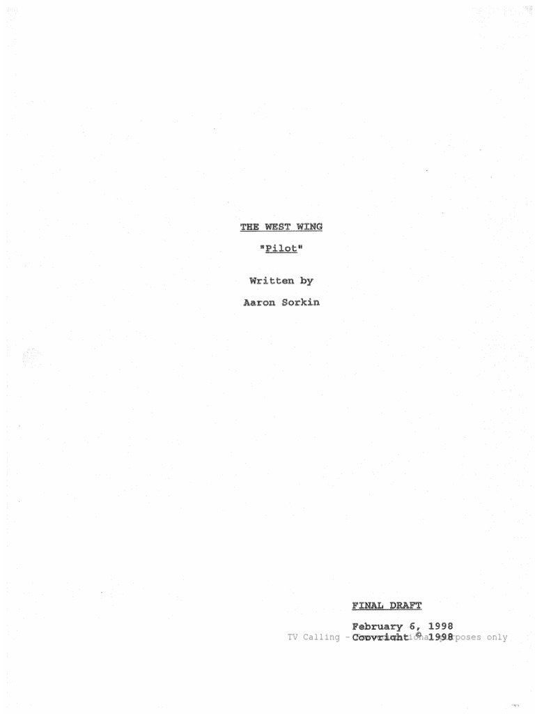 The West Wing Pilot Script | PDF