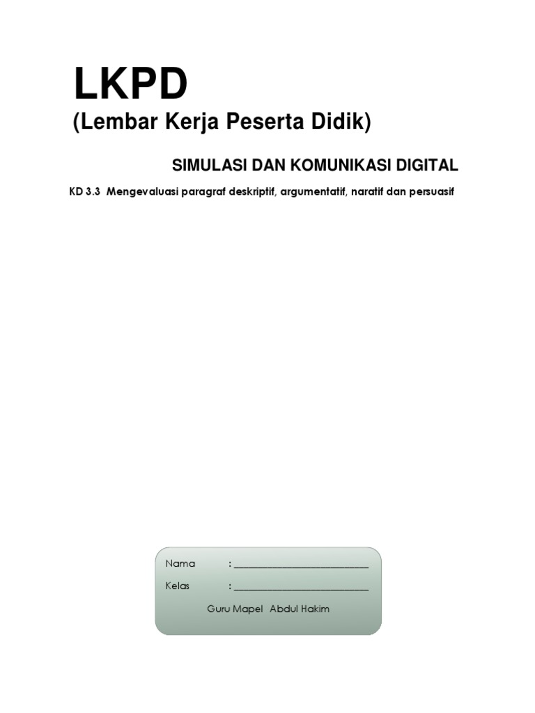 LKPD Simkomdig | PDF | Karier & Perkembangan | Komputer