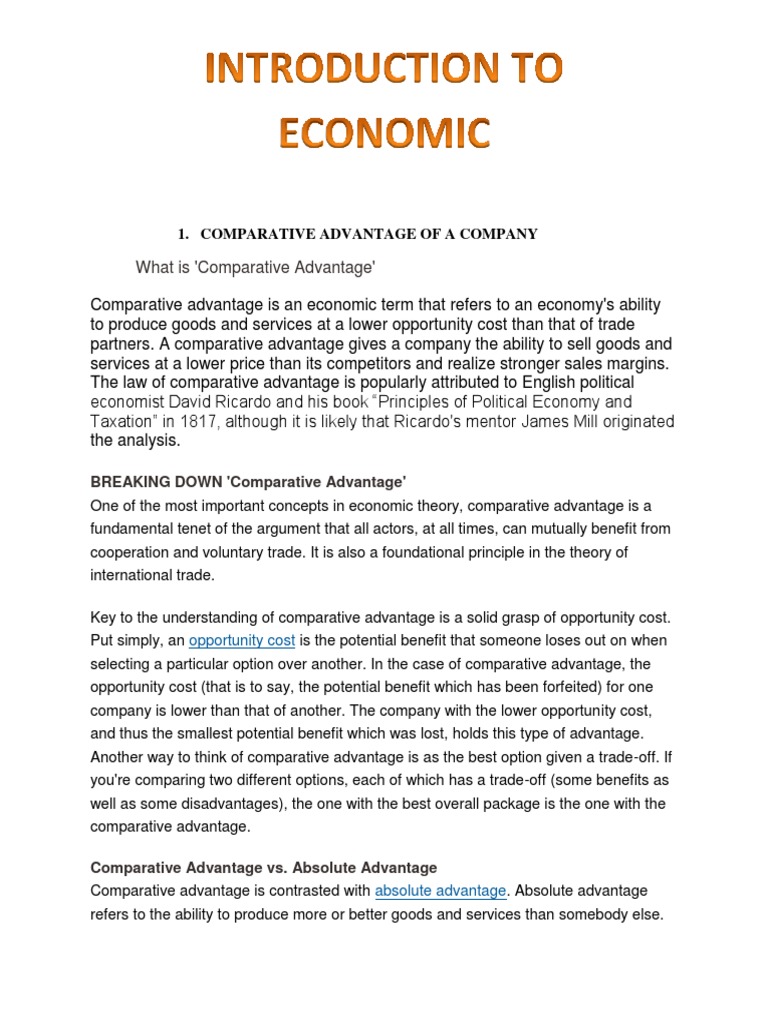 Data For Exam Intro To ECO | PDF | Comparative Advantage | Profit ...