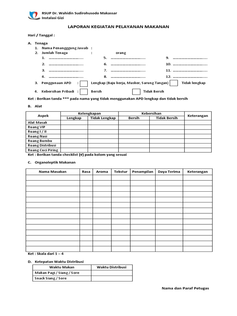 Form Monitoring Evaluasi Produksi Makanan | PDF