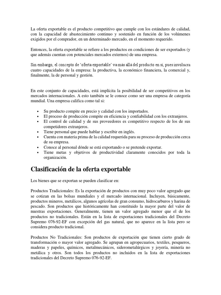 La Oferta Exportable | PDF | Exportaciones | Mercado (economía)