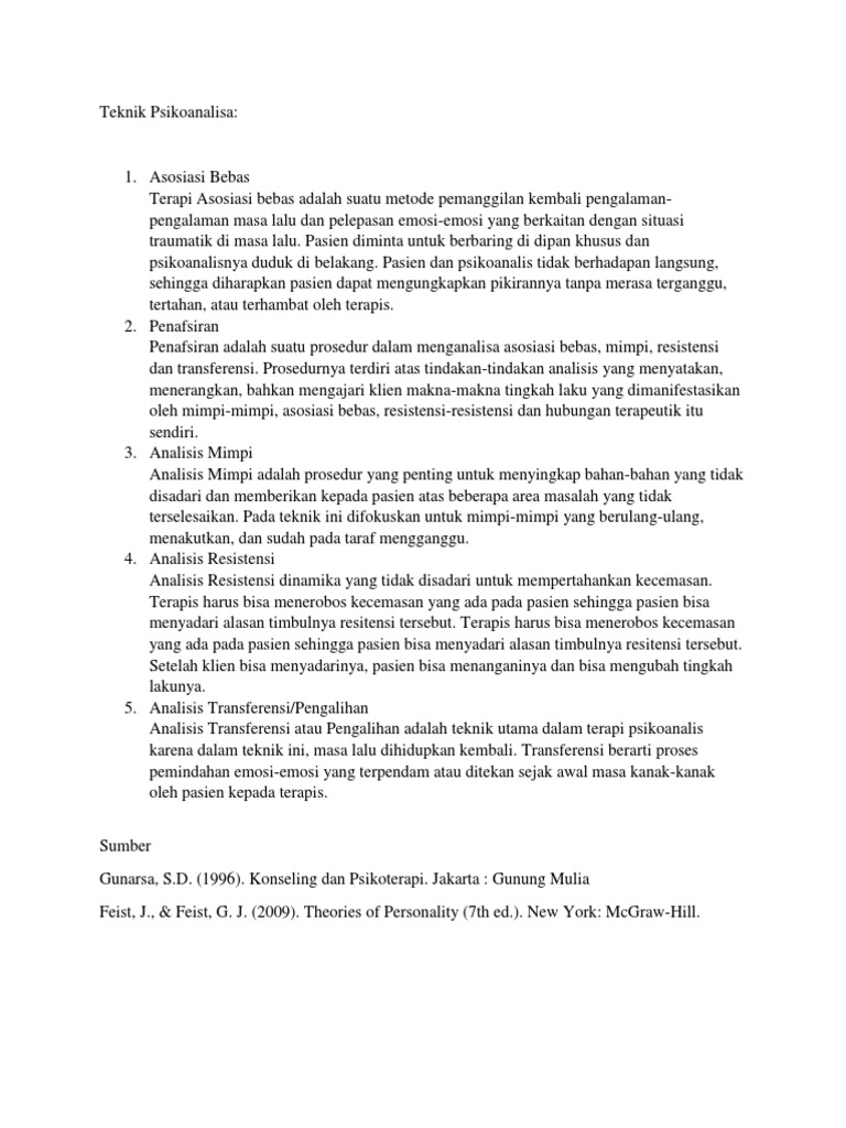 Teknik Psikoanalisis dalam Terapi | PDF