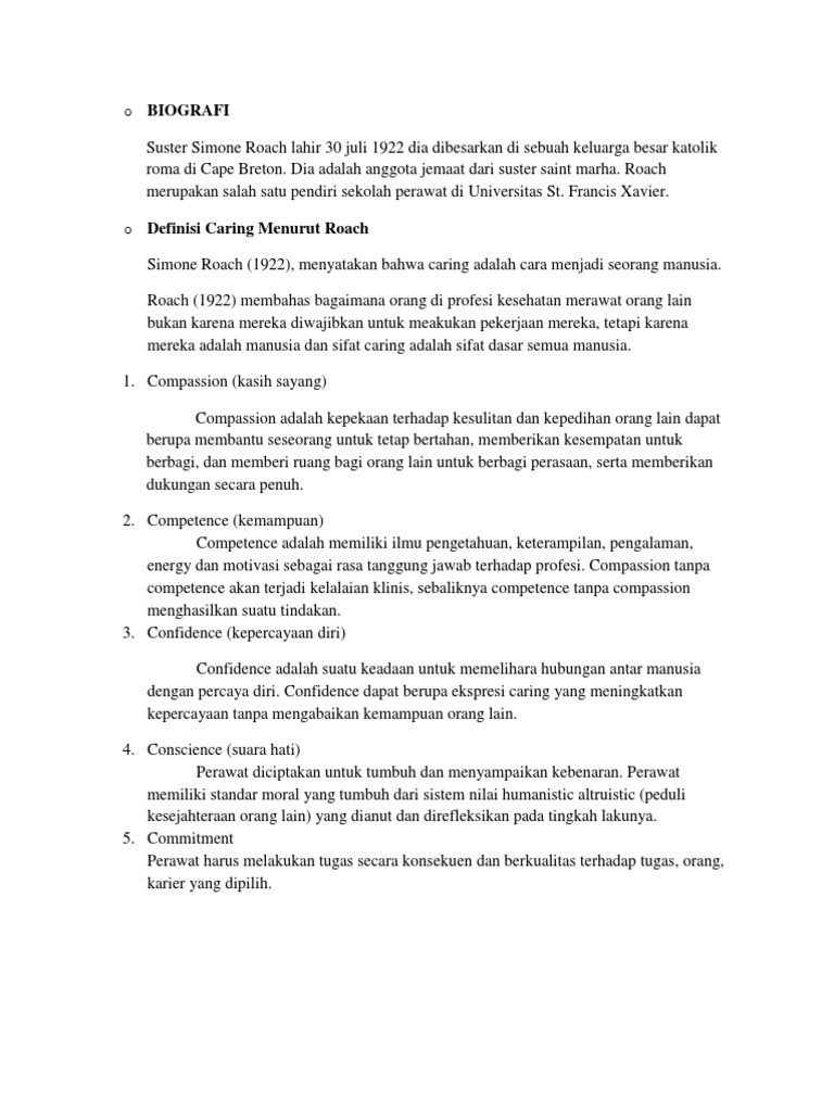 Teori Caring Suster Simone Roach | PDF | Pengembangan Diri