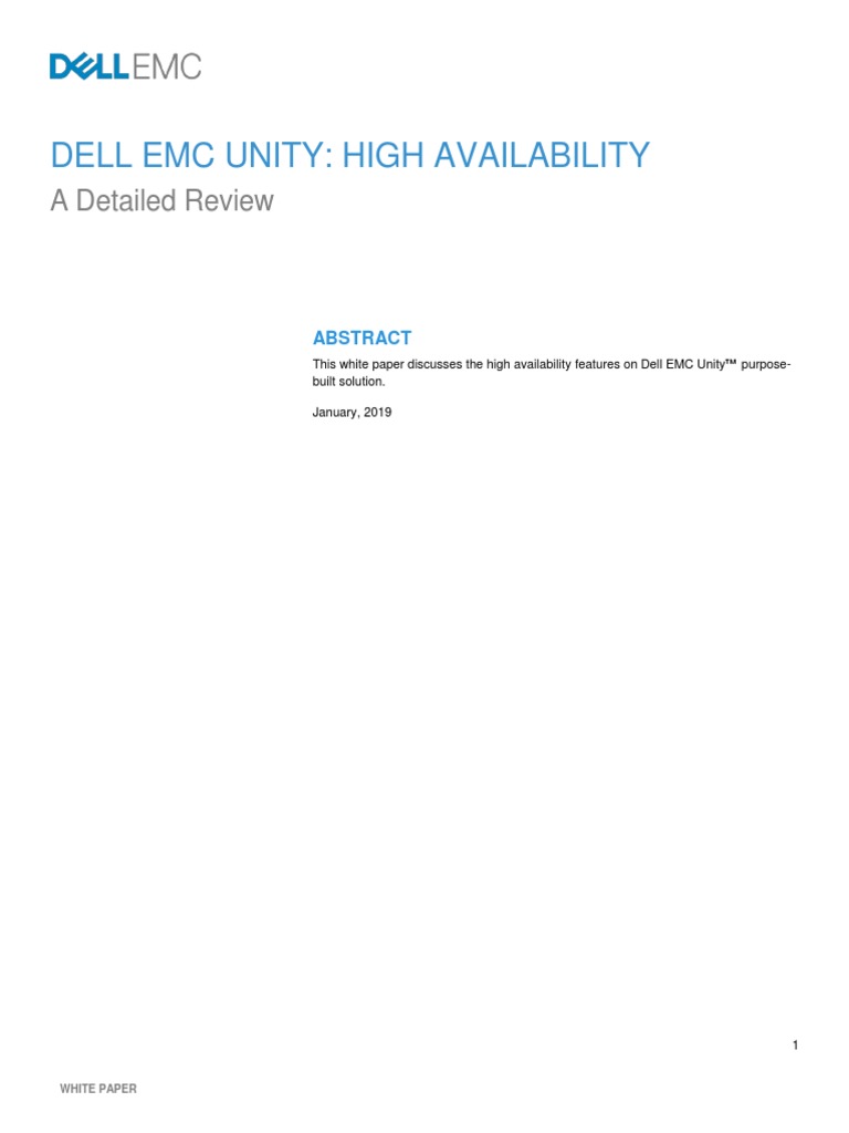Dell EMC Unity High Availability | PDF | Replication (Computing) | Computer Data Storage