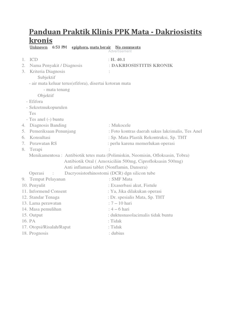 Panduan Praktik Klinis PPK Mata | PDF