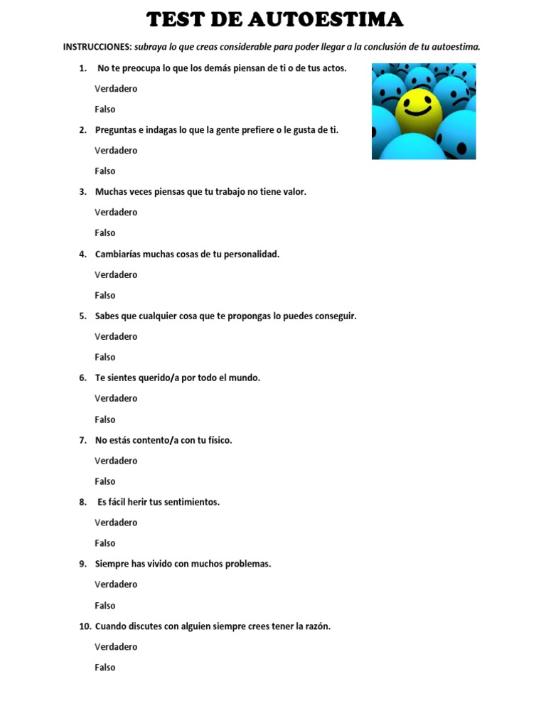 Test de Autoestima | PDF