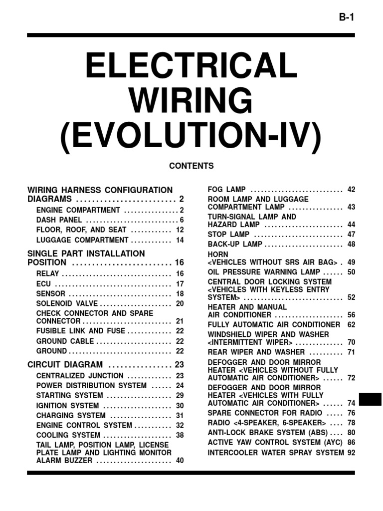 Electrical Wiring Diagram Manual for Evolution-IV Vehicle - Detailed ...