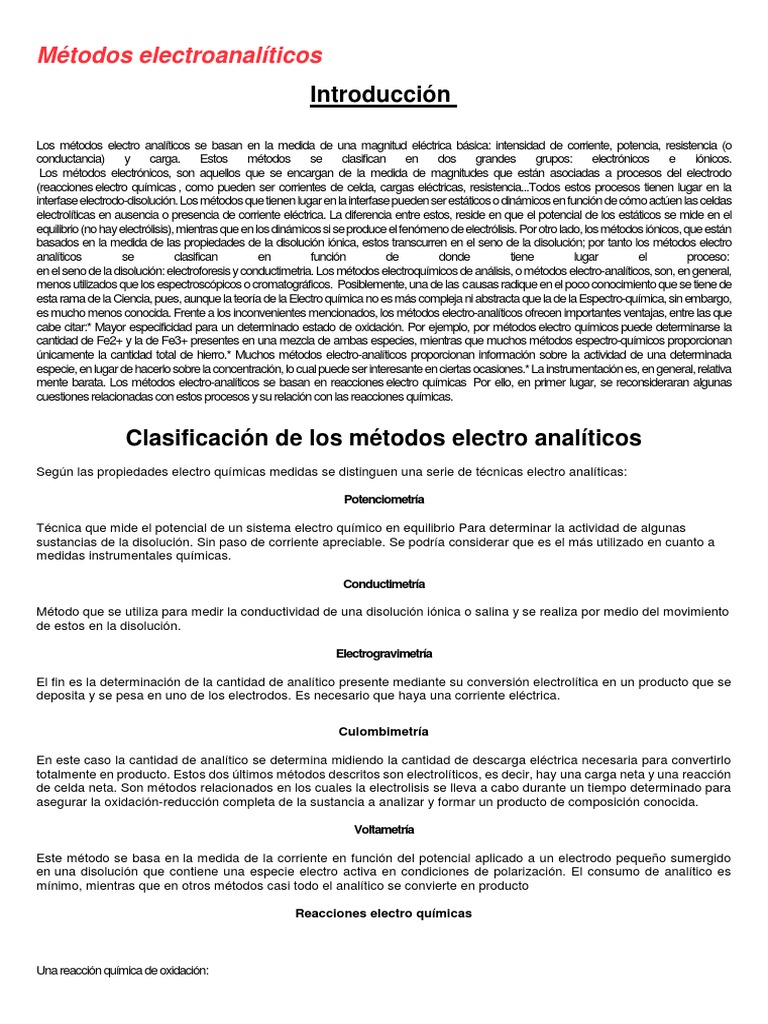 03 - Métodos Electroanalíticos | PDF | Redox | Electrodo