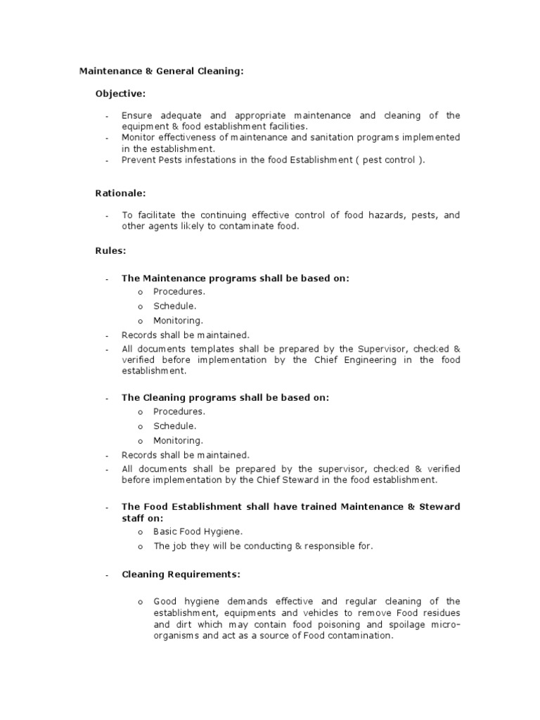 Maintenance & General Cleaning: Objective | PDF | Disinfectant | Steam