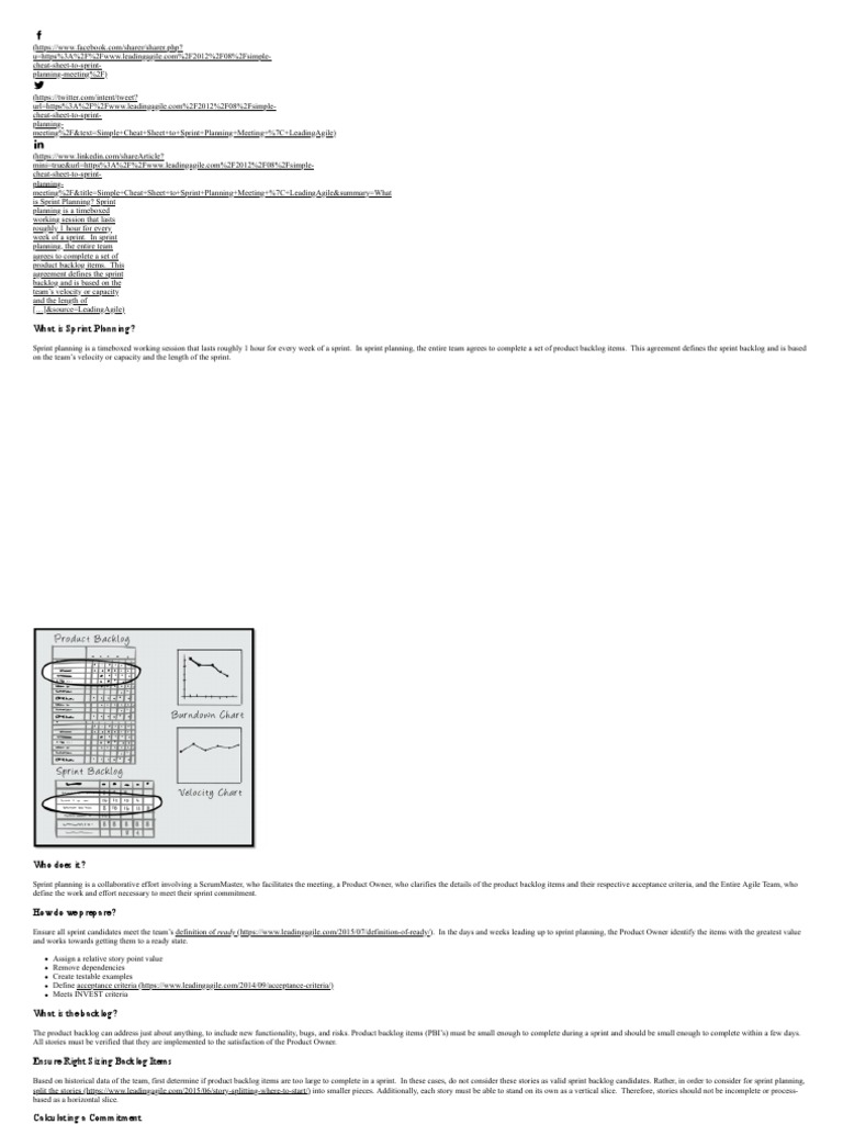Simple Sprint Planning Cheat Sheet | PDF | Scrum (Software Development ...