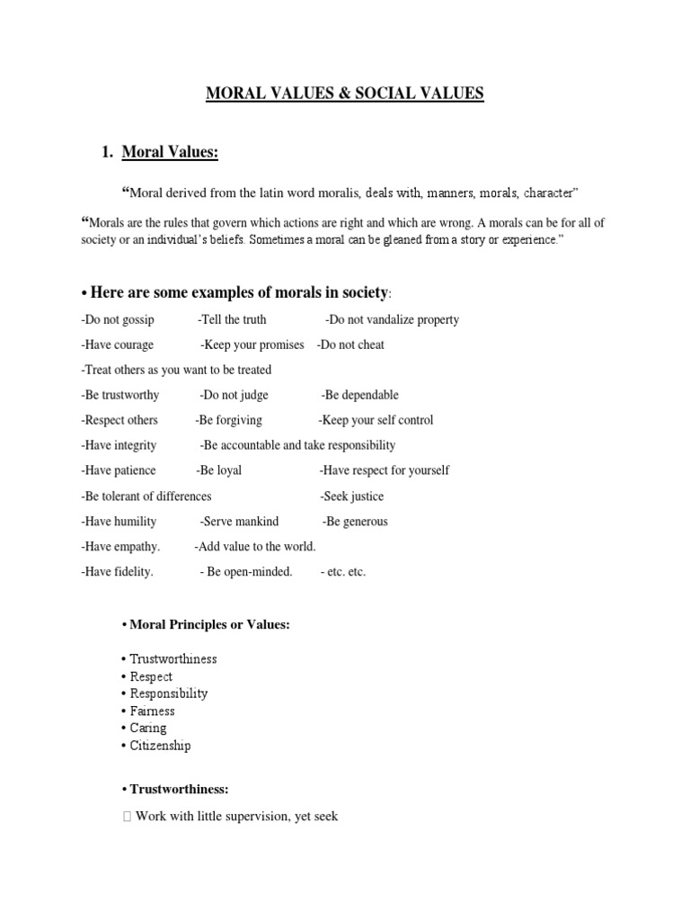 Understanding Moral and Social Values | PDF | Value (Ethics) | Morality