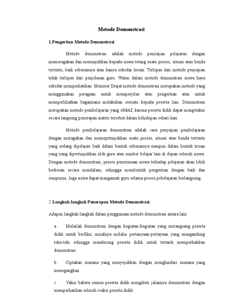 Metode Demonstrasi dalam Pembelajaran | PDF | Seni