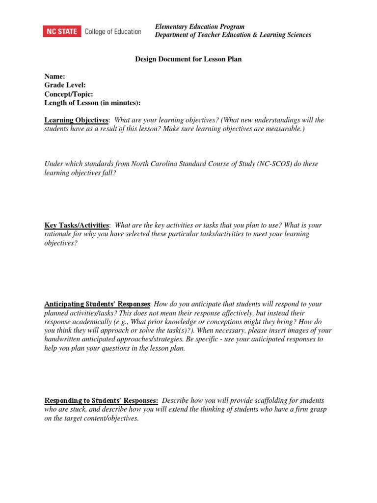 Designdocument | PDF | Lesson Plan | Educational Assessment