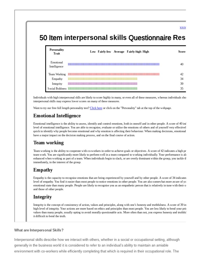 Interpersonal Skills Test - Psychometric Tests | PDF | Empathy ...