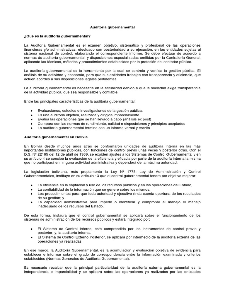 Auditoria Gubernamental | PDF | Auditoría | Administración Pública