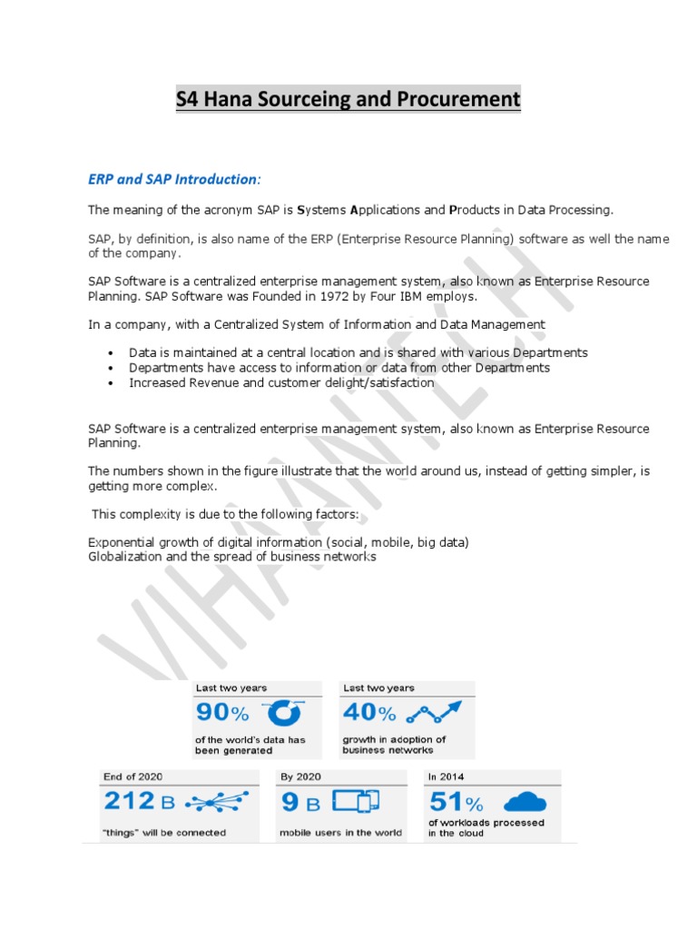 S4 Hana Sourceing and Procurement: ERP and SAP Introduction | PDF | Sap Se | Cloud Computing