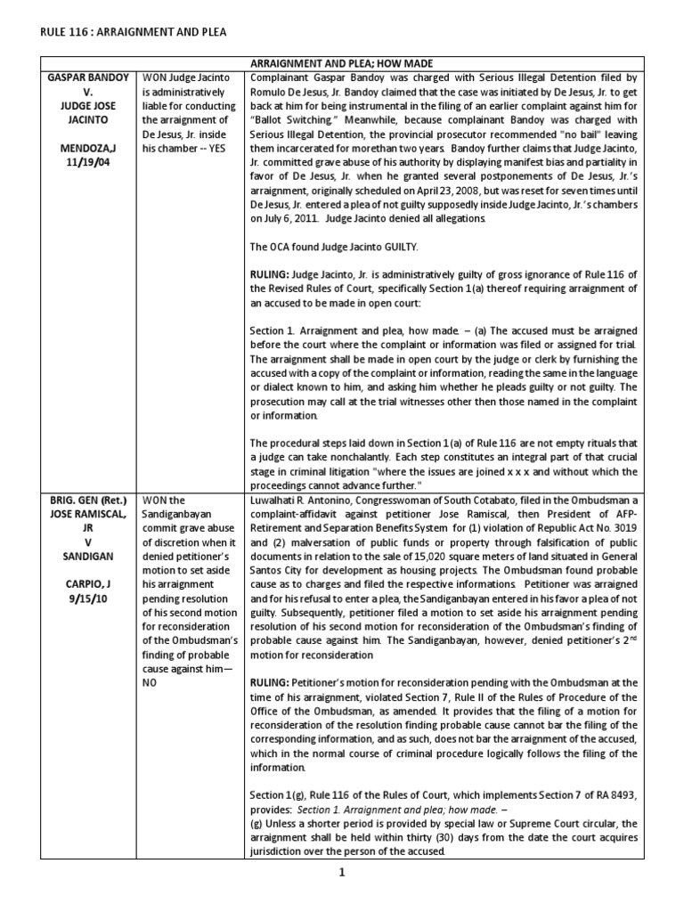 Arraignment and Plea | PDF | Plea | Arraignment