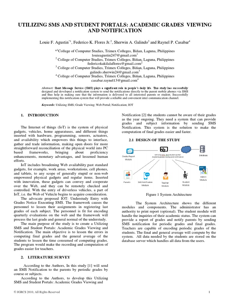 Utilizing Sms and Student Portal Academic Grades Viewing and ...