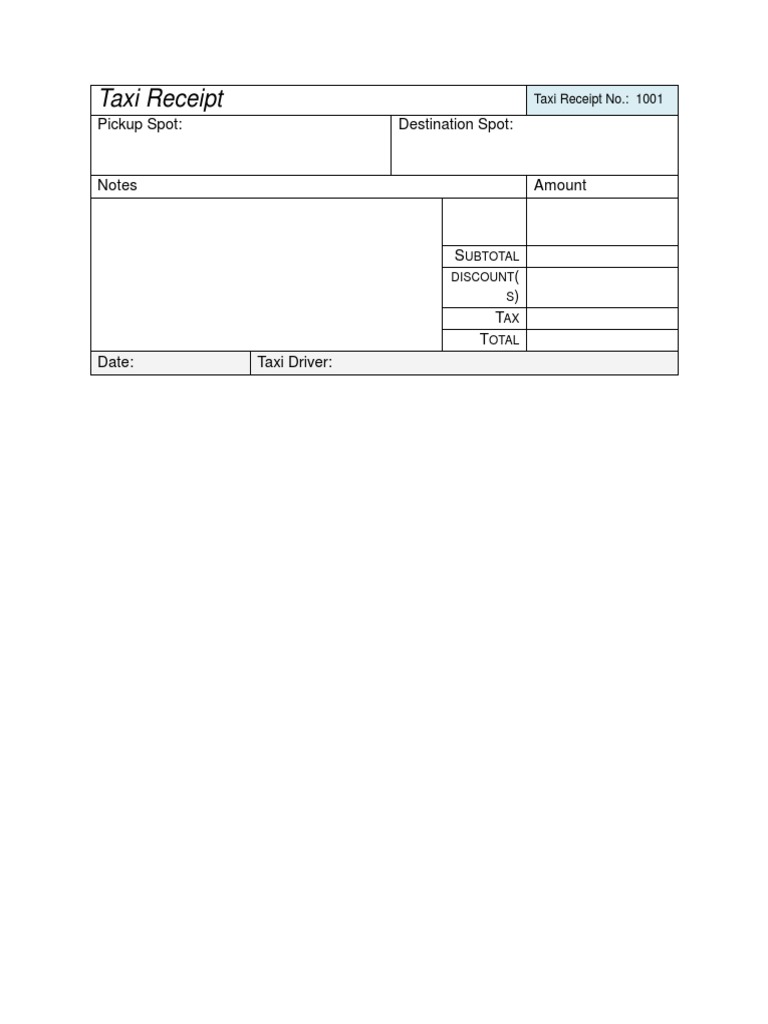 Sample Taxi Receipt | PDF