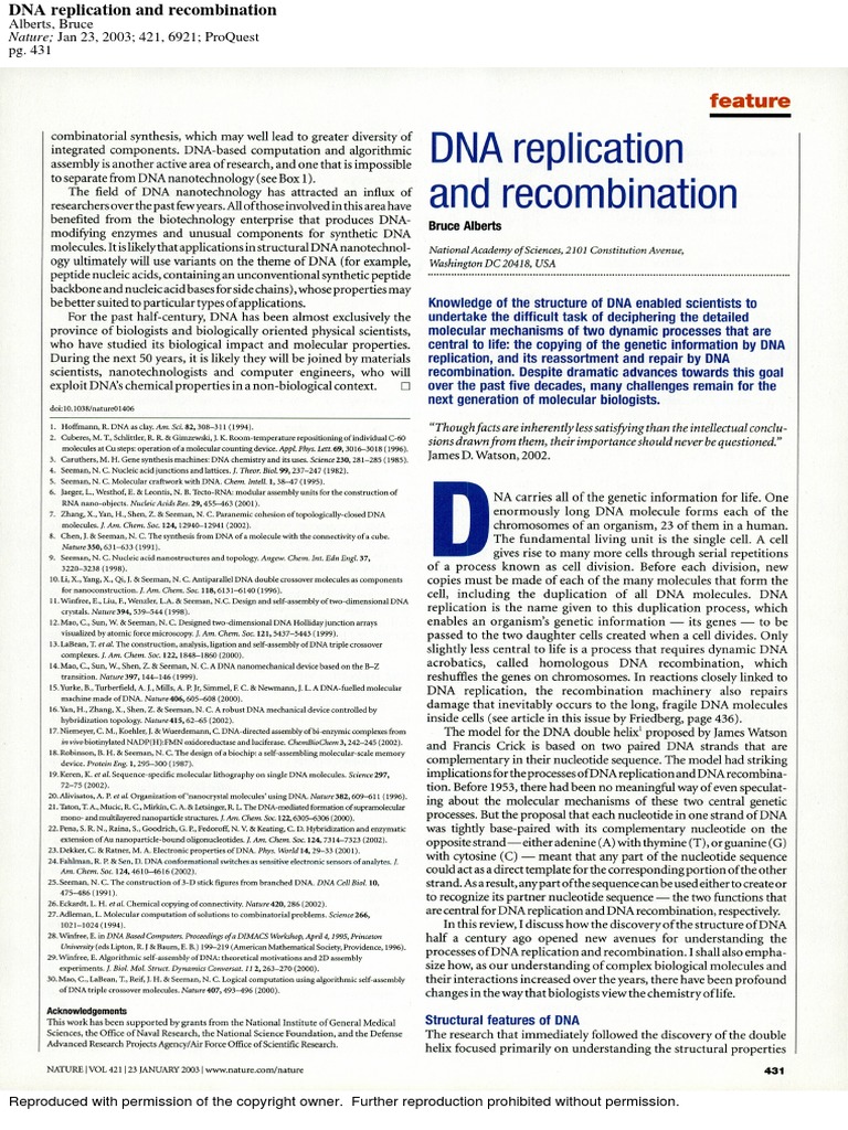 DNA Replication Paper | PDF